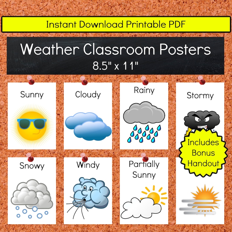 Weather Classroom Posters Teaching Printable Resources Kindergarten ...