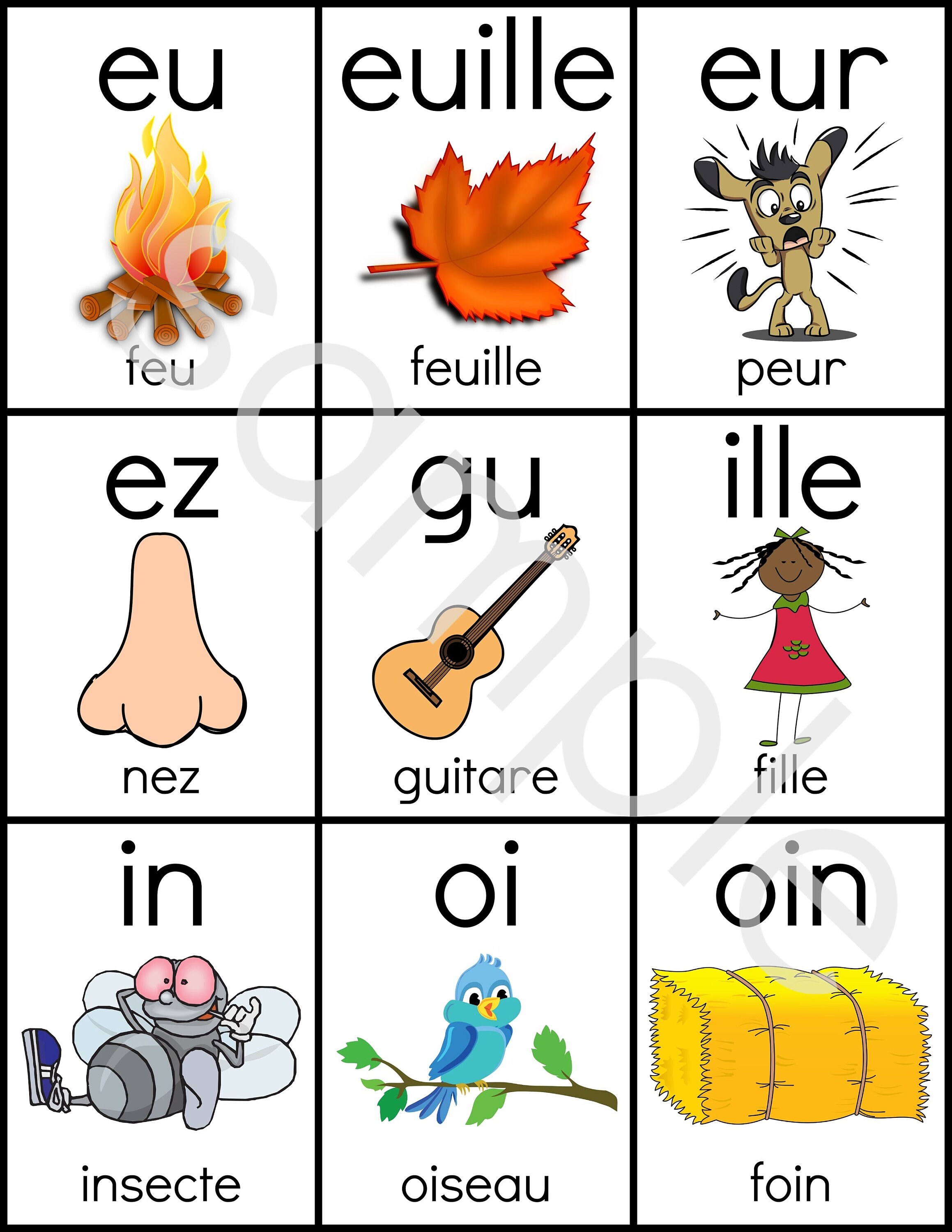 34 French Sounds Phonics Printable Flashcards Preschool - Etsy Canada