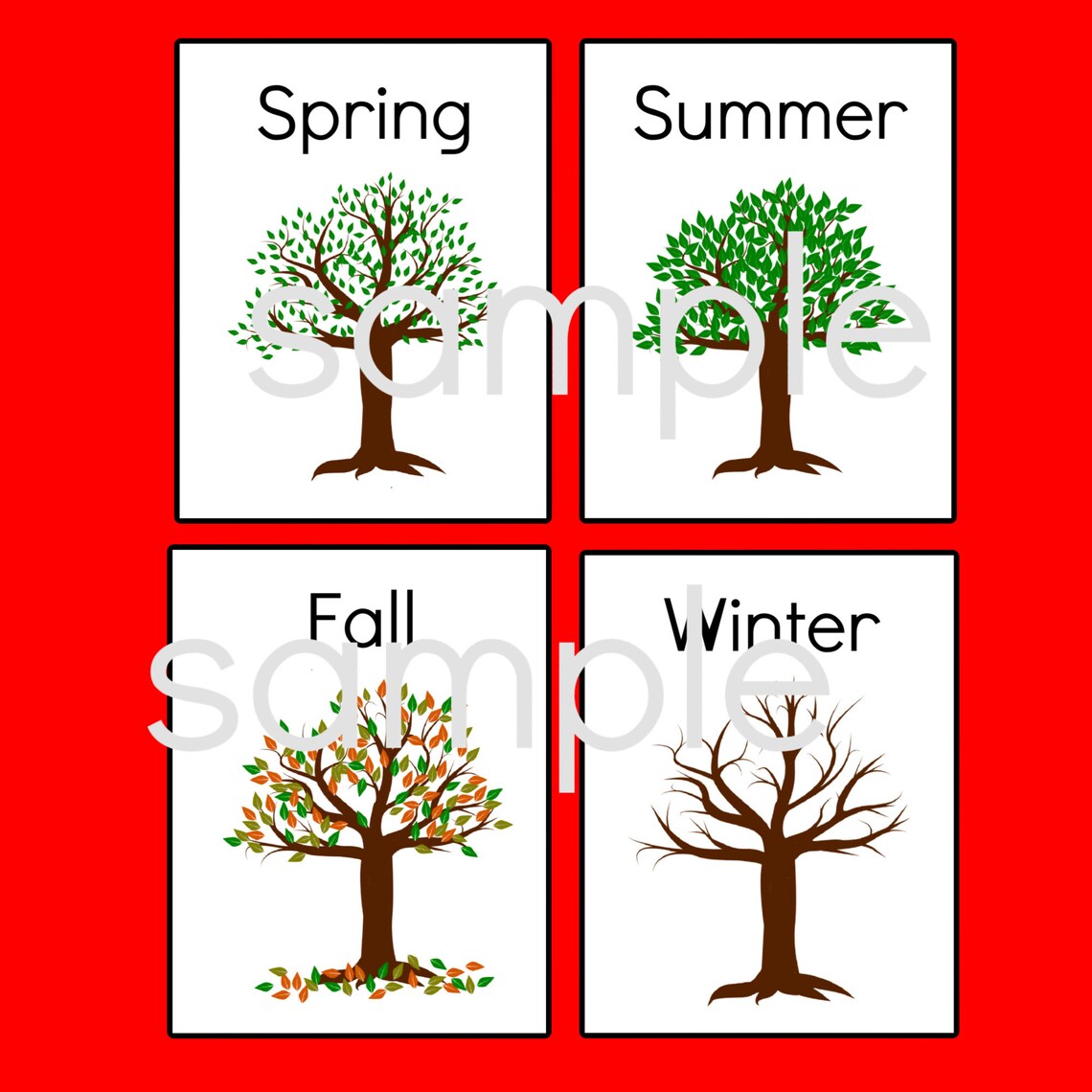 Four 4 Seasons Trees Science Teaching Printable Resources Classroom ...