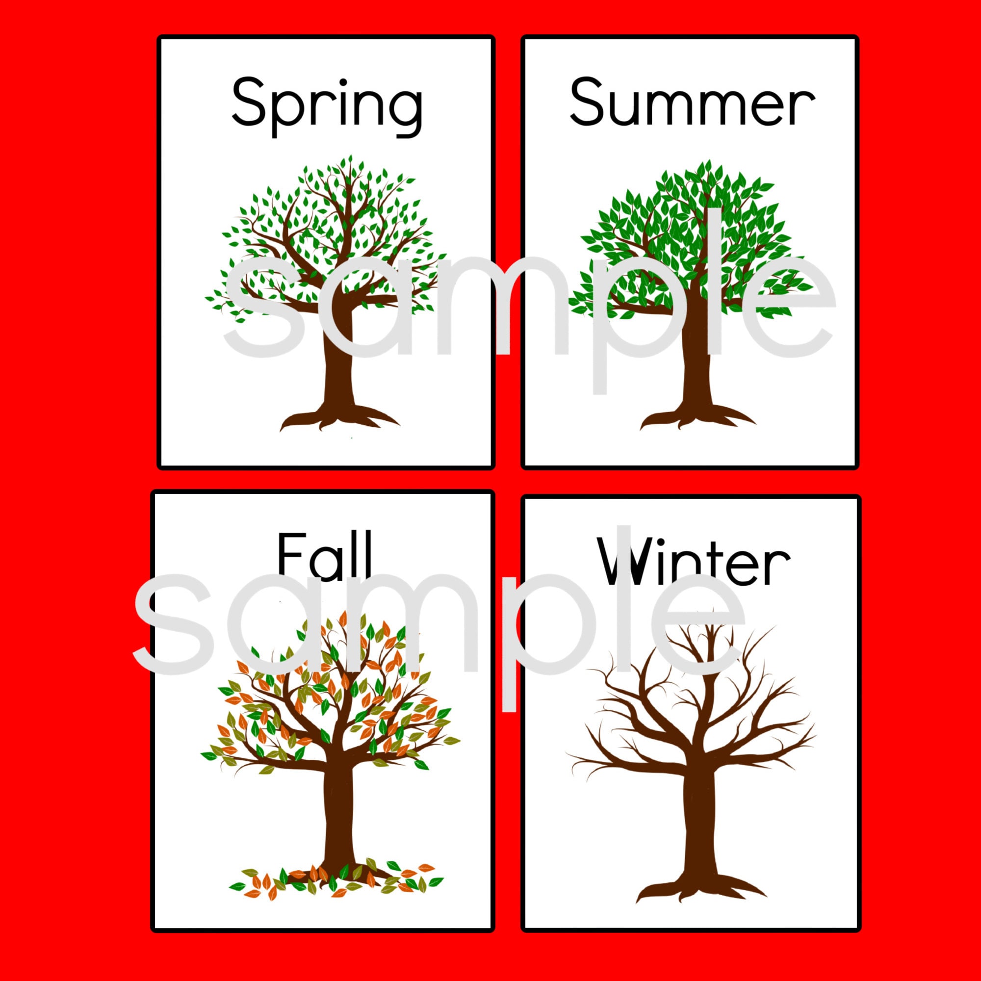 Four 4 Seasons Trees Science Teaching Printable Resources Classroom ...