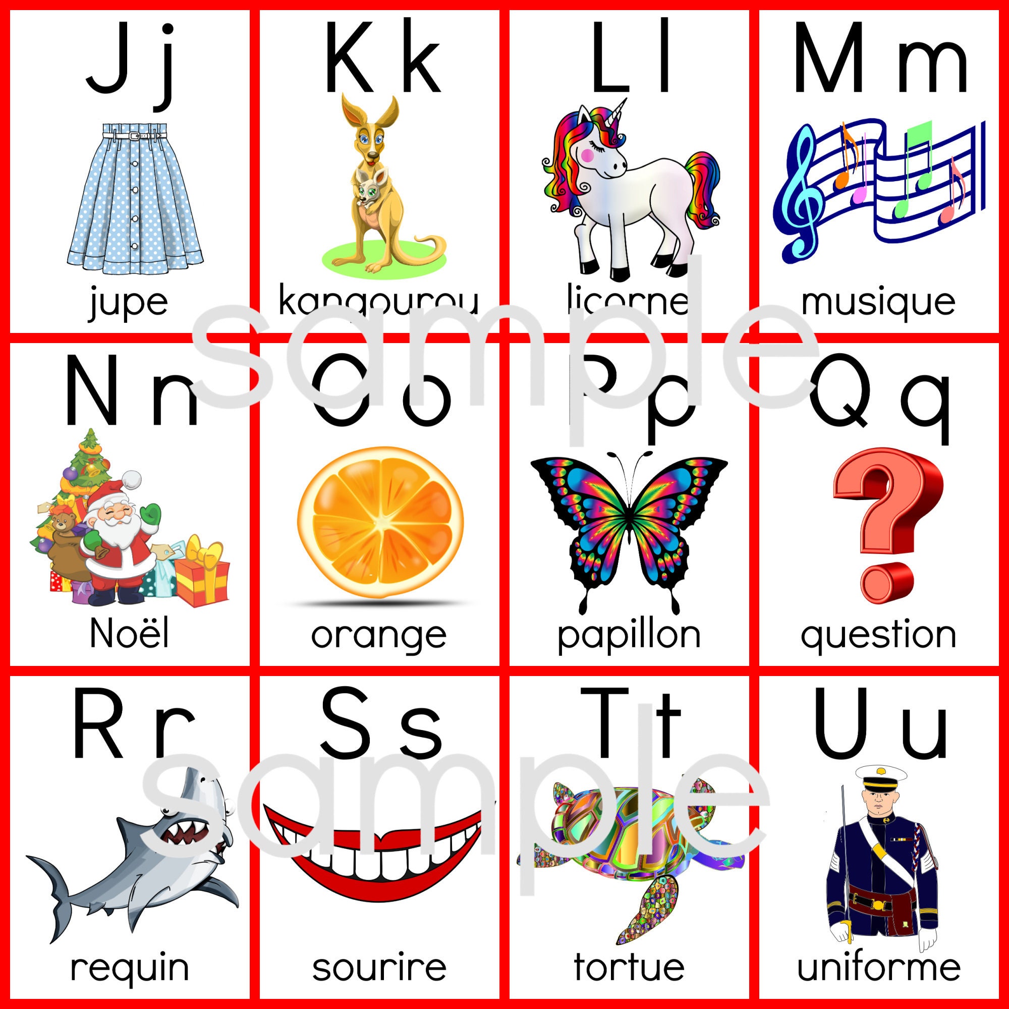 French Wall Alphabet Printable Instant Download Preschool Kindergarten ...