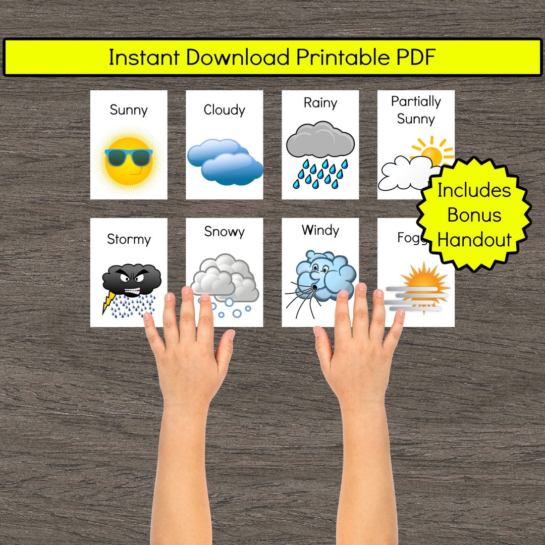 Weather Flashcards Teaching Printable Resources Classroom Kindergarten ...