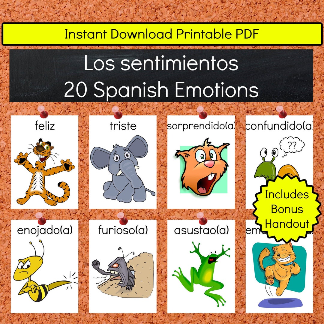 Spanish Emotions Feelings Teaching Printable Resources Classroom ...