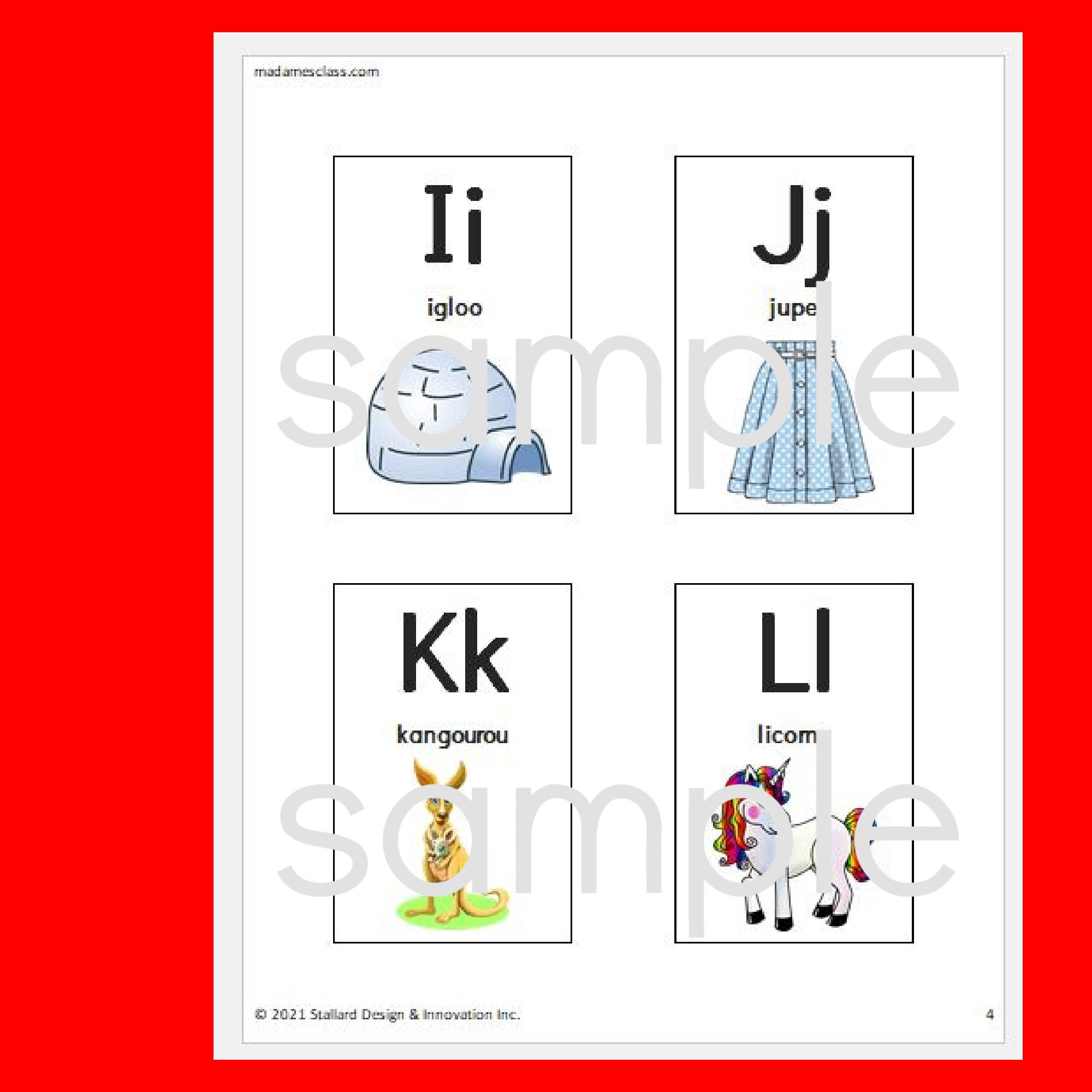 French Alphabet Flashcards Printable Instant Download Preschool ...