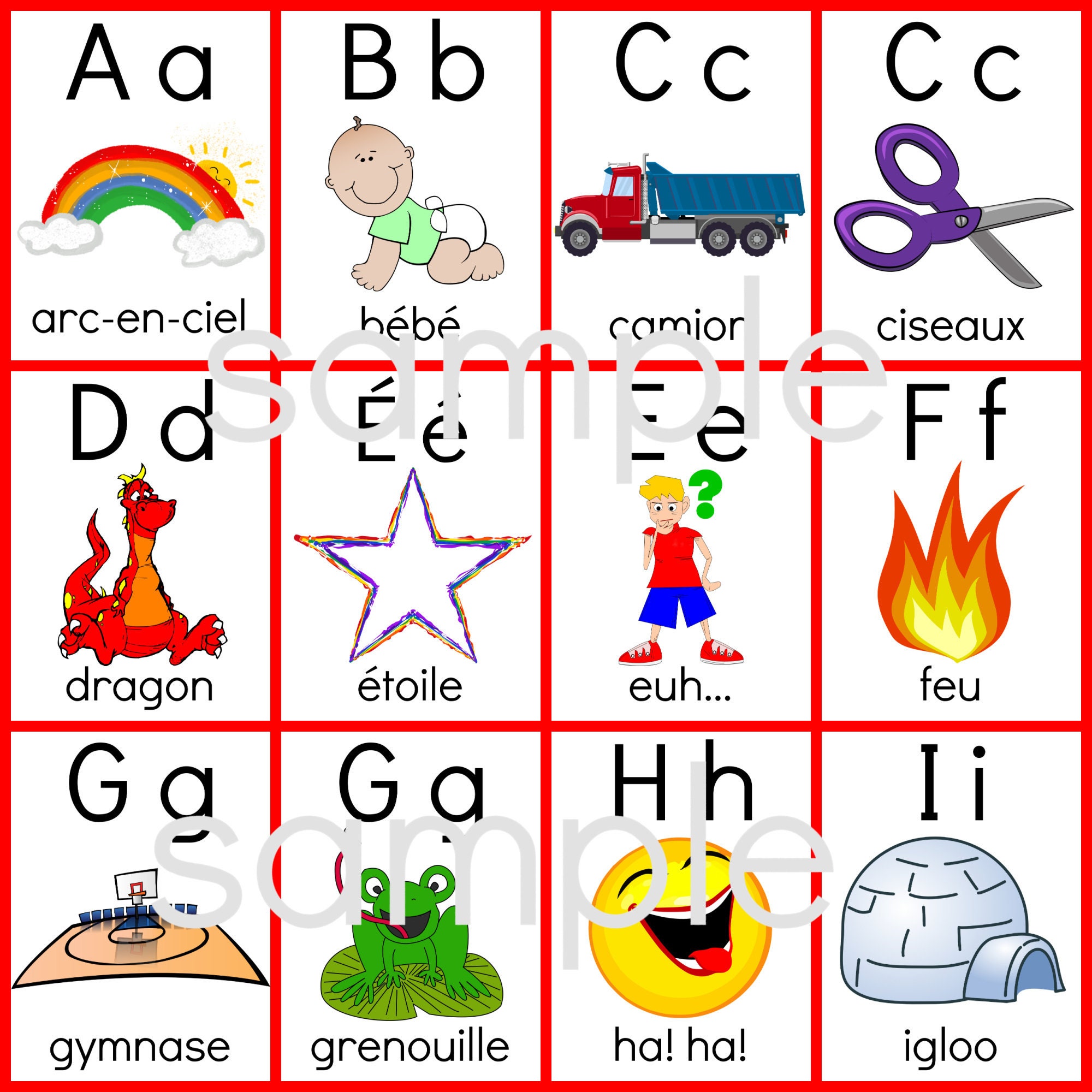 French Wall Alphabet Printable Instant Download Preschool Kindergarten ...