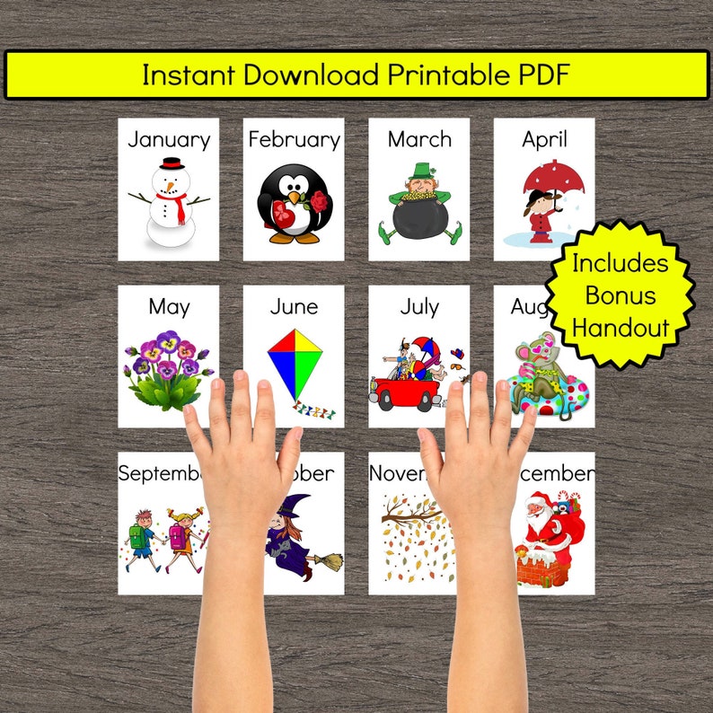Buy Months of the Year Flashcards Teaching Printable Resources Instant ...