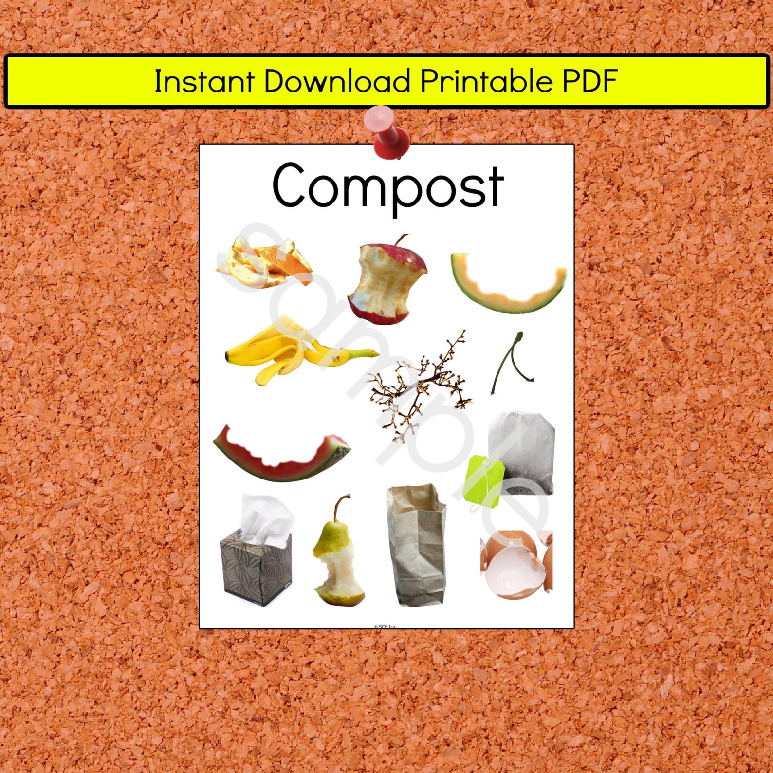 Compost Bin List Sign Composter Chart Classroom Poster Homeschool ...