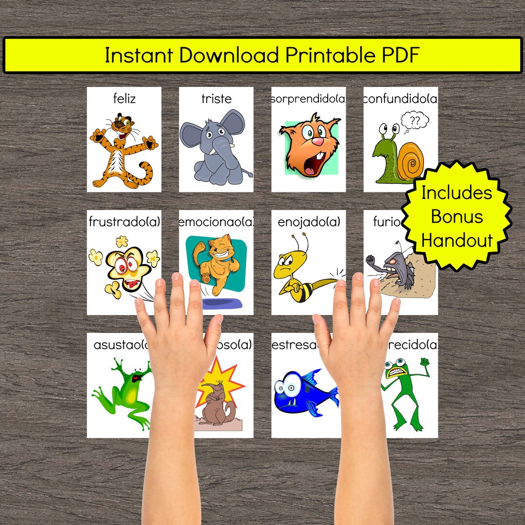 Spanish Emotions Feelings Flashcards Teaching Printable Resources ...