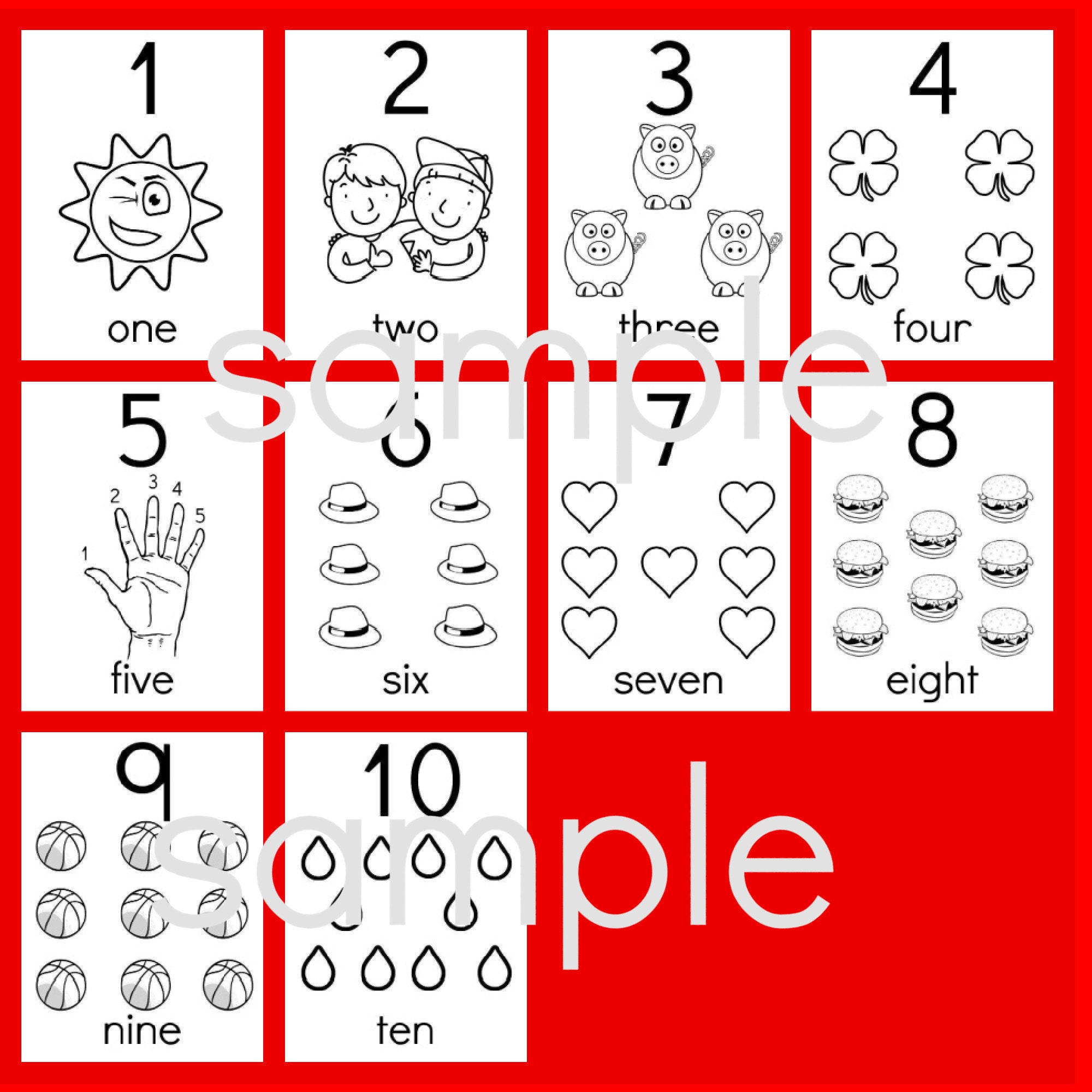 English Wall Numbers 1-10 Classroom Posters Decor Homeschool Printables ...
