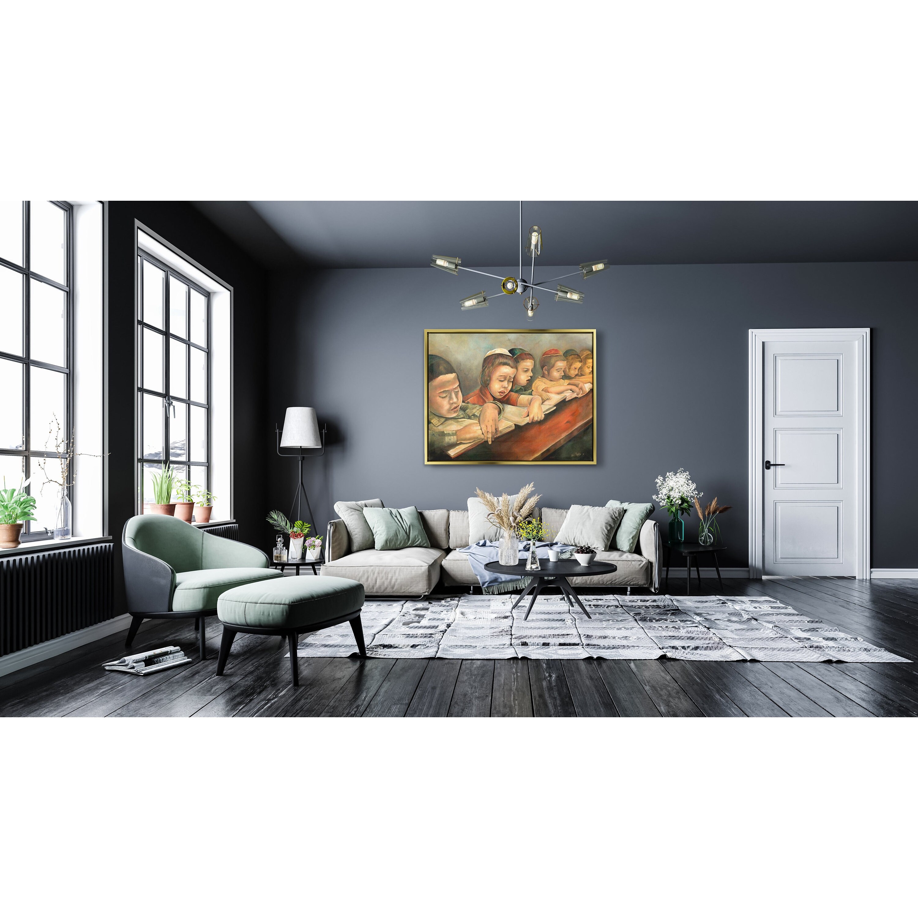 Jewish Children Learning Torah Painting - 28x28", Judaica Artwork - Etsy