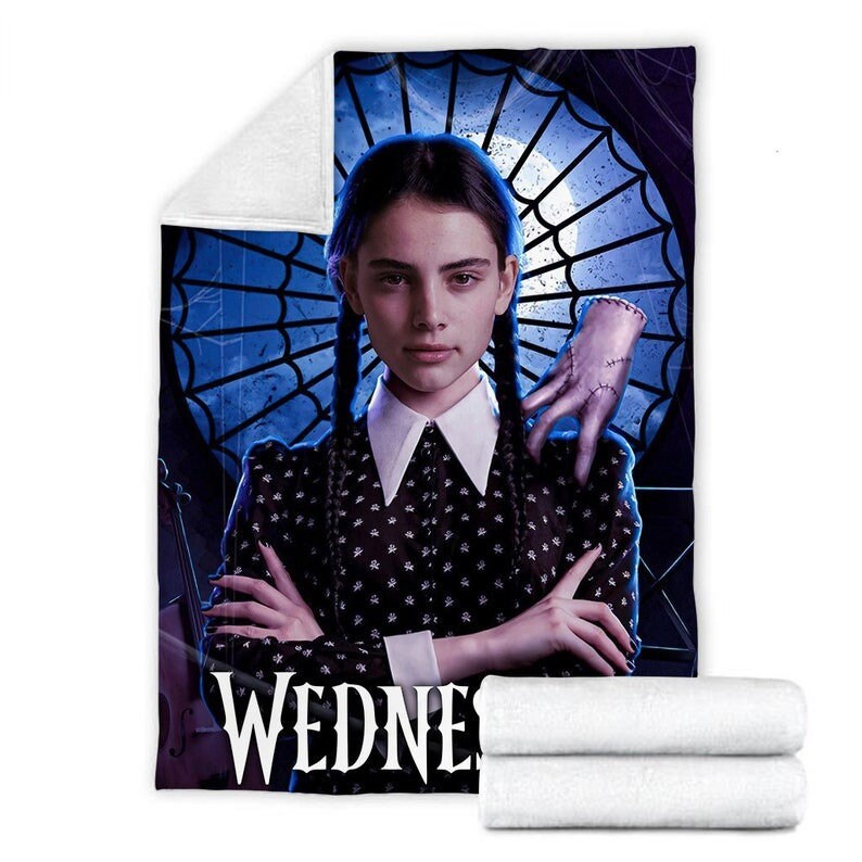 Personalized Wednesday Addams Blanket, Custom Face Girl, Custom Name ...