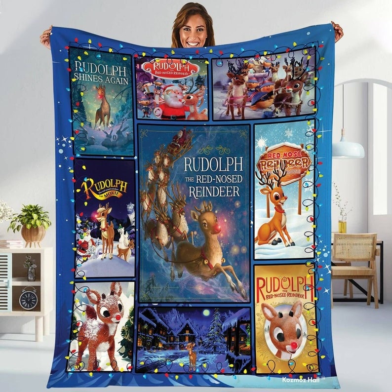 Rudolph the Red Nosed Reindeer Blanket | Rudolph Reindeer Throw Blanket ...