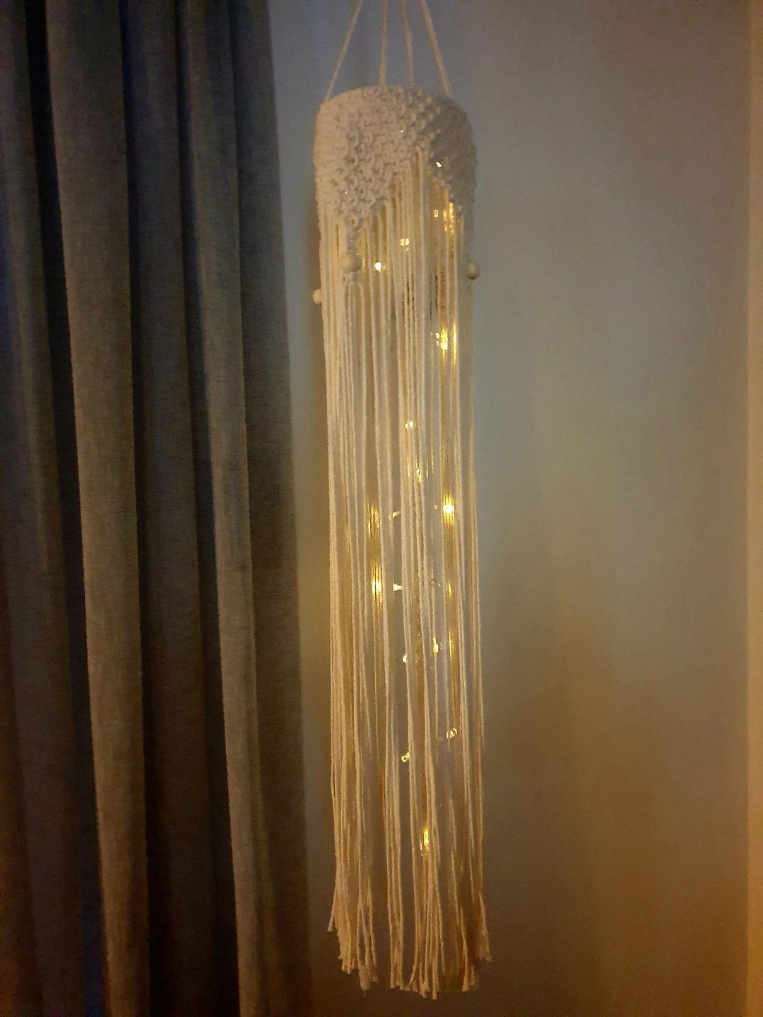 Macrame Hanging Lamp With LED Lighting - Etsy