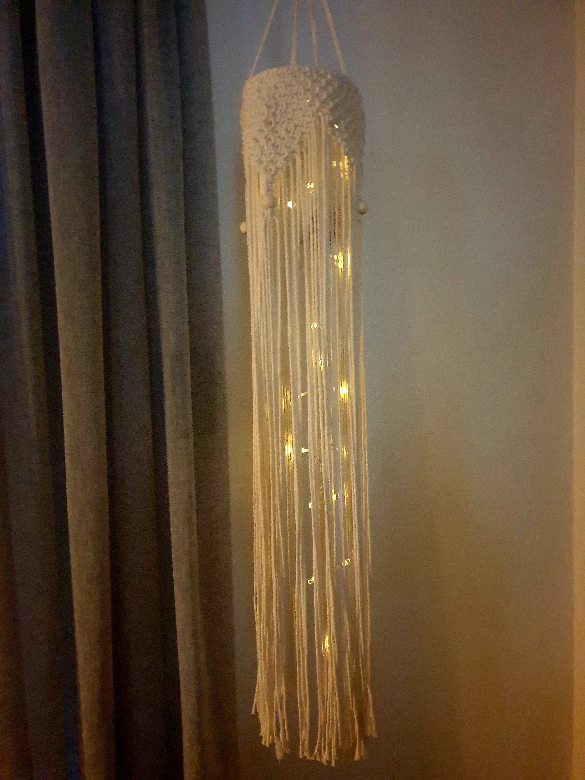 Macrame Hanging Lamp With LED Lighting - Etsy