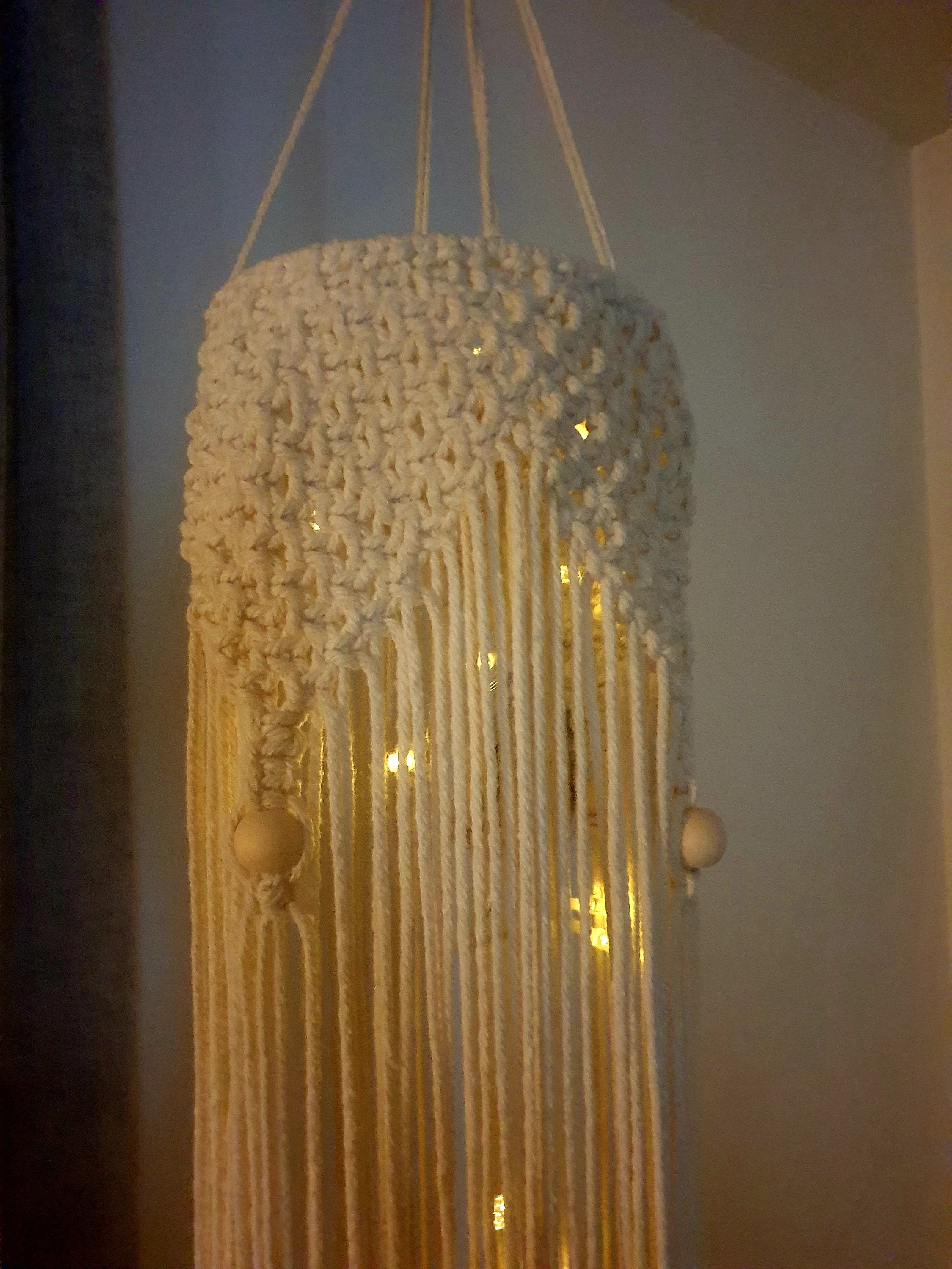 Macrame Hanging Lamp With LED Lighting - Etsy