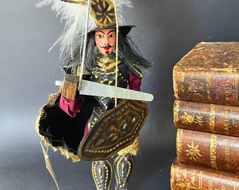 Vintage Italian Knight Puppet Doll , Hand Made Sicilian Wood Soldier ...