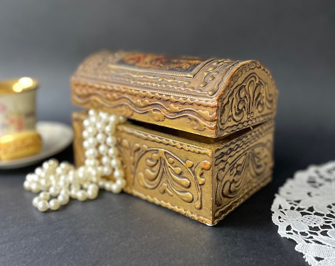 Vintage Florentine Wood Box , Antique Italian Wedding Ring Box , Gilded ...