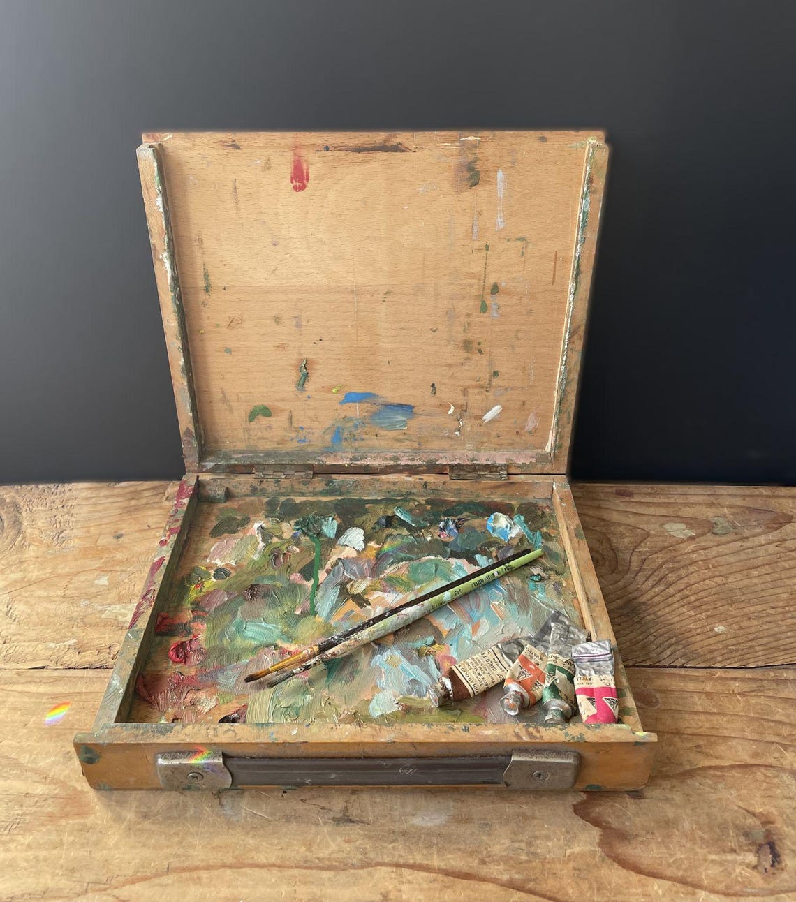 Antique Handcrafted Italian Artist Paint Box Case , Traveling Small ...