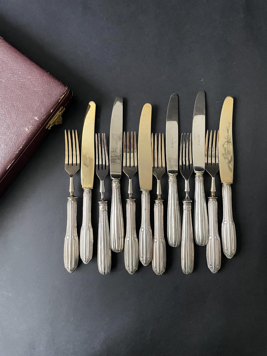 Vintage Italian Silver Dessert Cutlery Set Boxed , Mixed Silver Plated ...