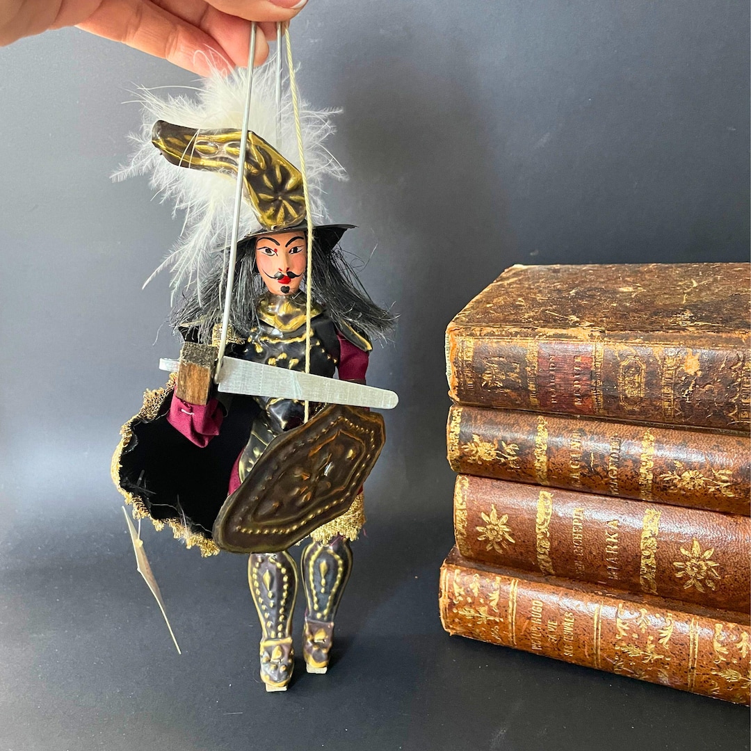 Vintage Italian Knight Puppet Doll , Hand Made Sicilian Wood Soldier ...
