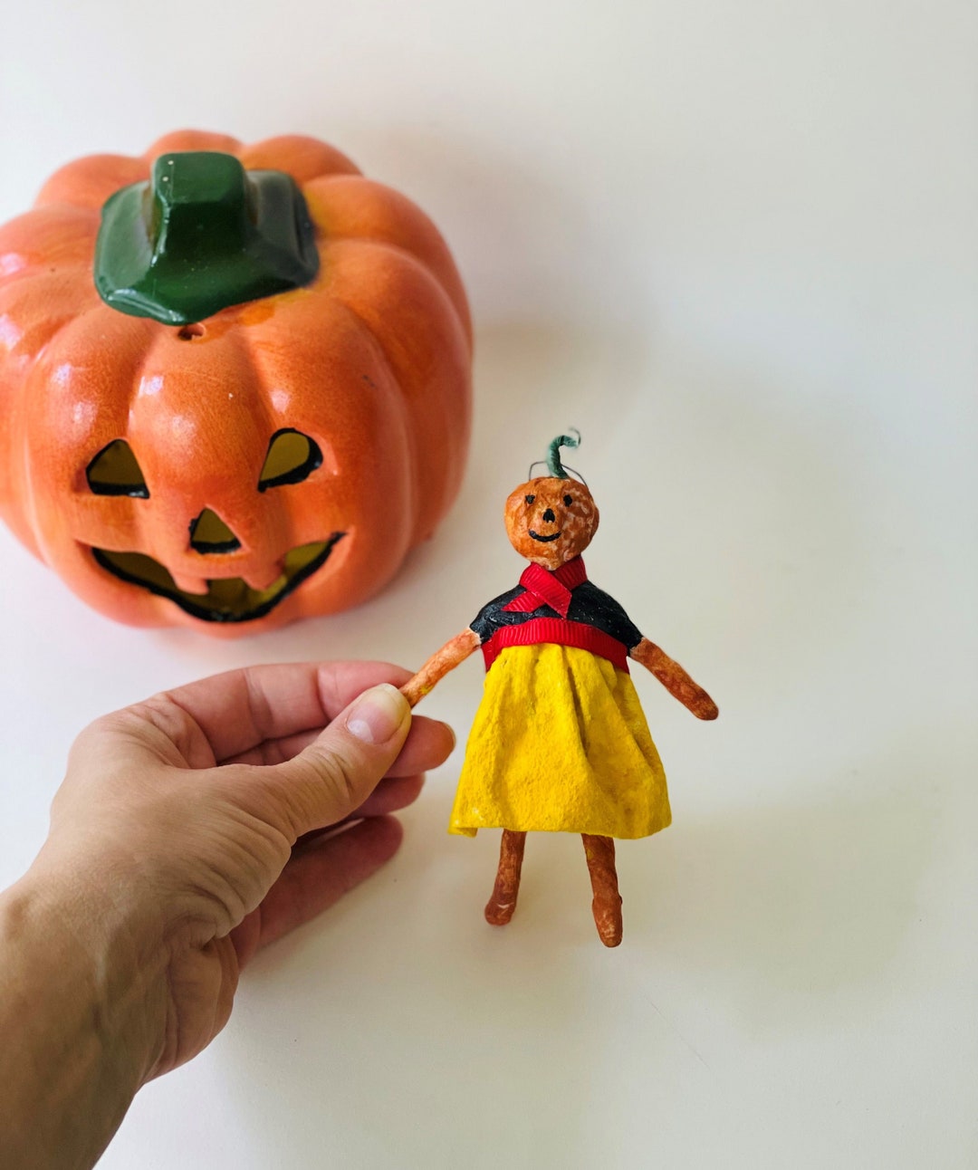 Spun Cotton Hanging Pumpkin Halloween Figure Halloween - Etsy