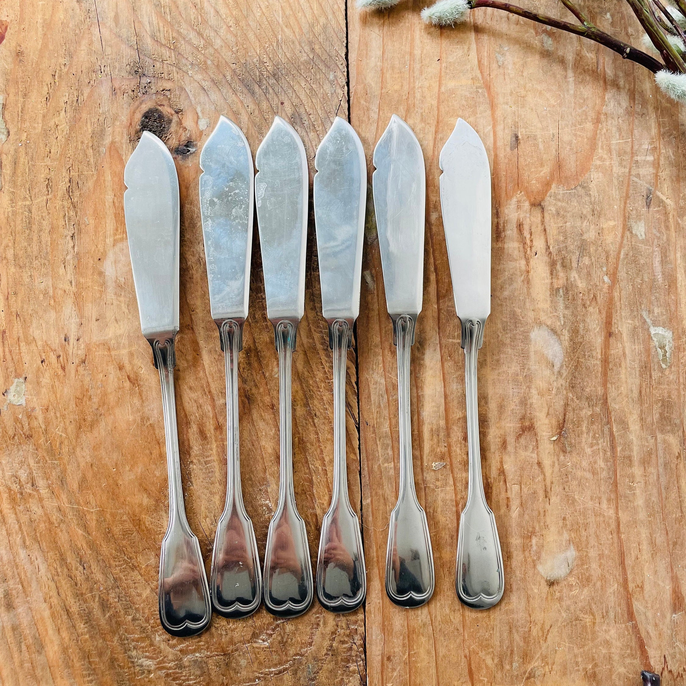 Antique Set of Silver Plated Fish Knives Art Deco English - Etsy