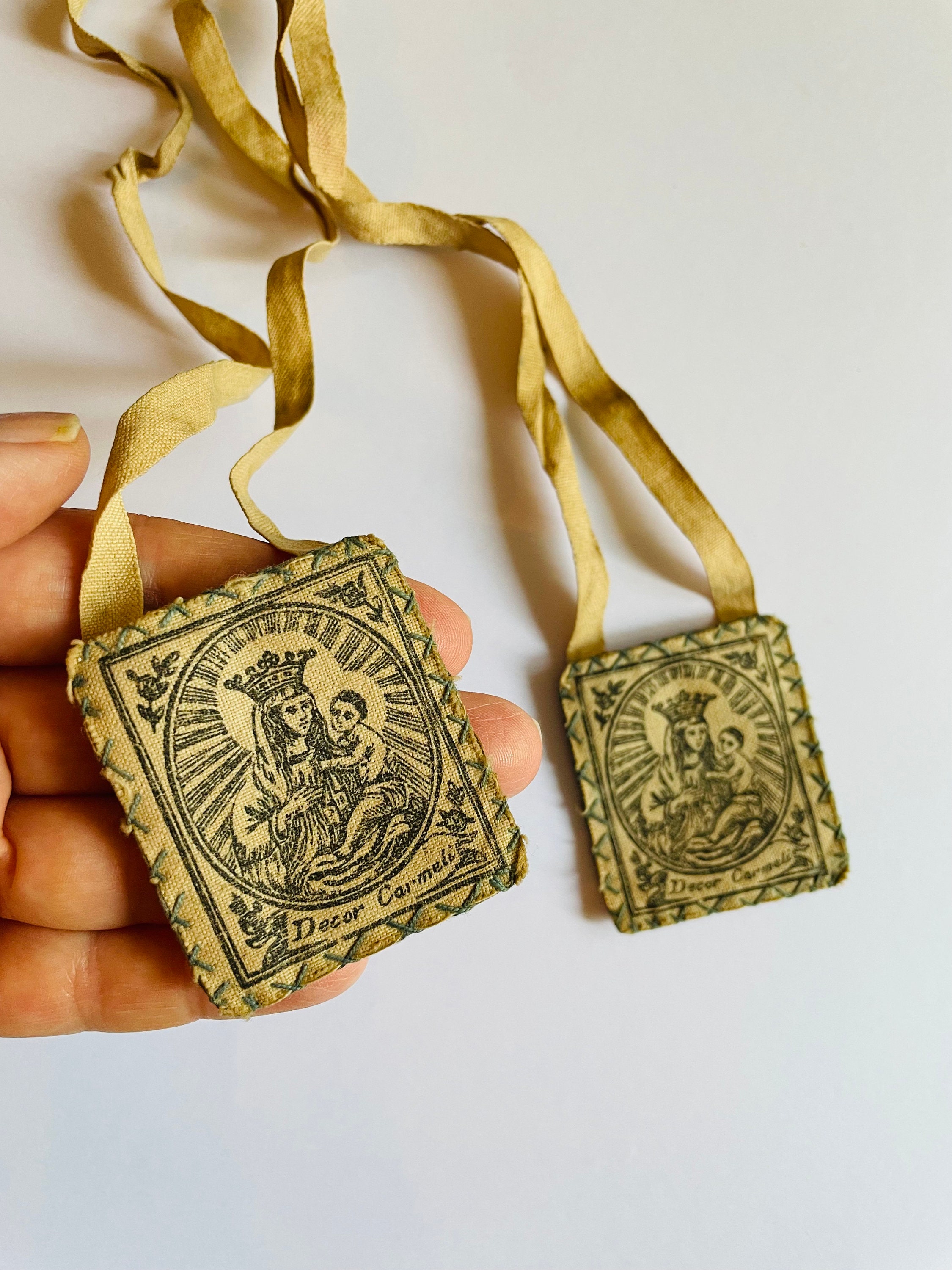 Antique Catholic Scapular and Wood Rosary Italian Catholic - Etsy