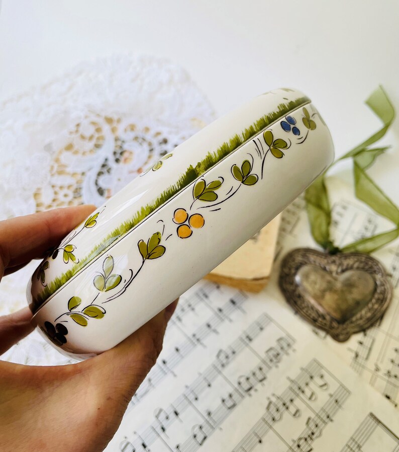 Vintage Moustiers Ceramic Box: Hand-painted Bird Jewelry Box - Etsy