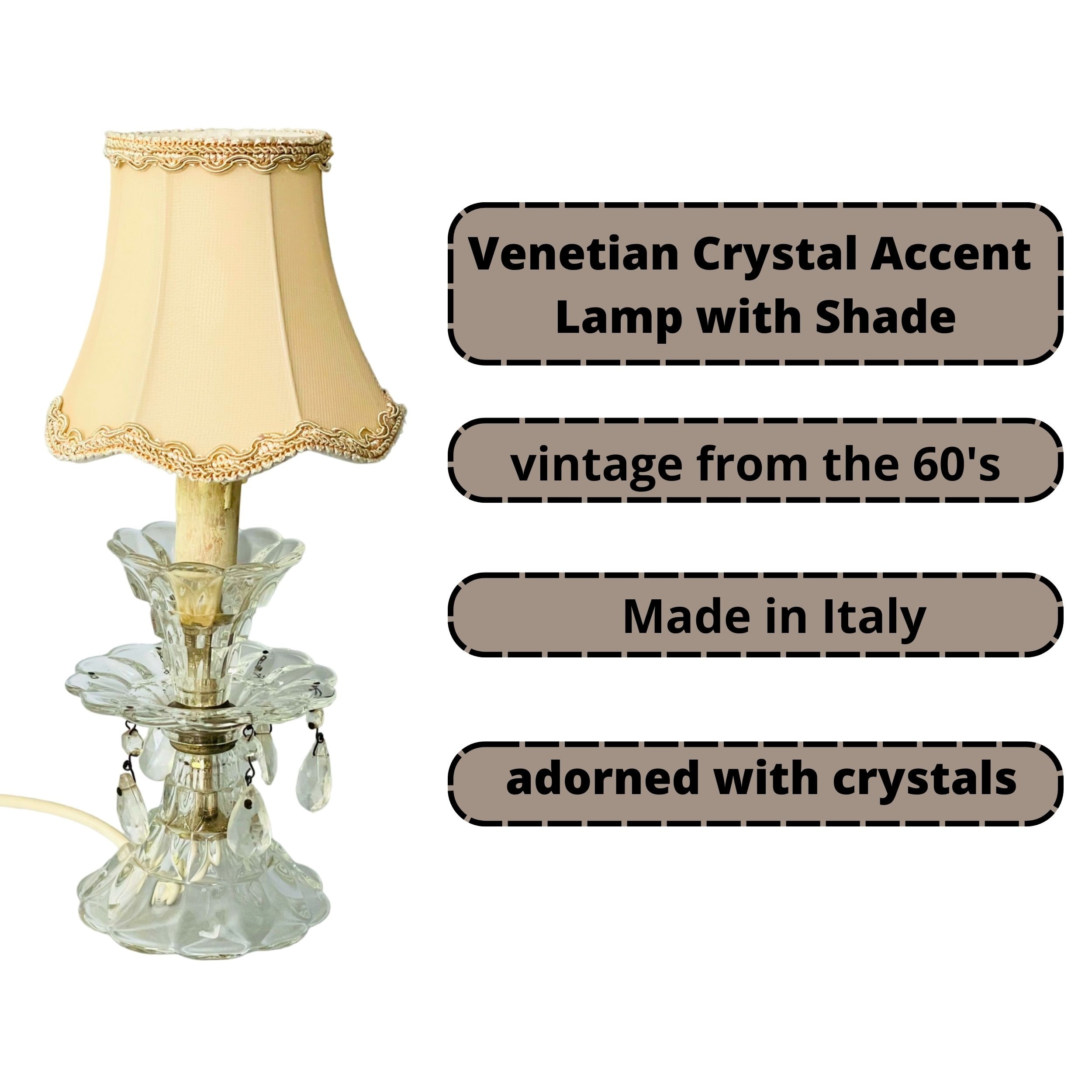 Vintage Crystal Table Lamp Crystal Italian Table Lamp With - Etsy