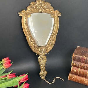 Antique Victorian Style Brass Hand Mirror , French Brass Ornate ...