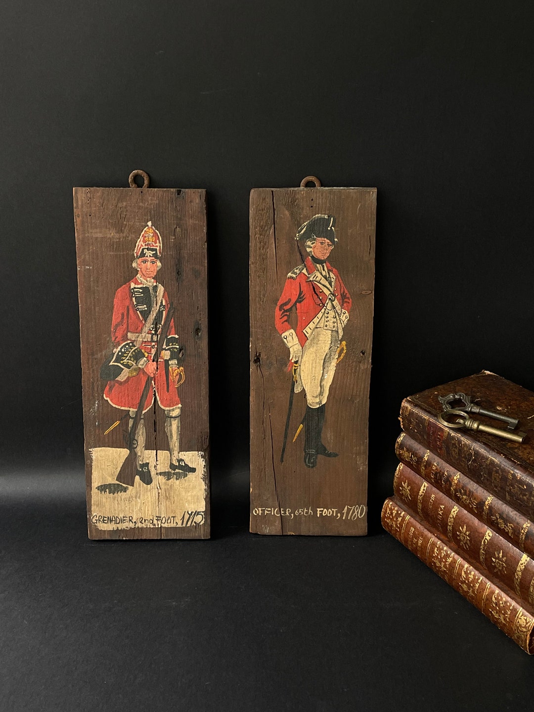 Vintage Pair of Wood Plaque Military Colonial Decor, Handmade Hand ...
