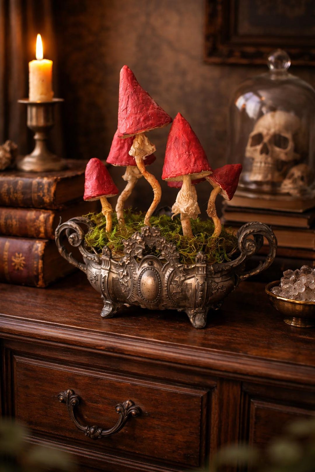 Spun Cotton Amanita Mushroom Statue With Antique French Planter - Etsy