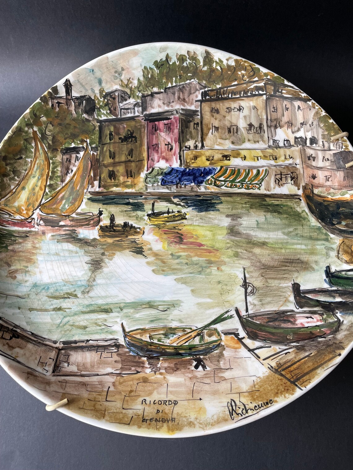 Vintage Italian Signed Painted Plate Decorative Hanging - Etsy