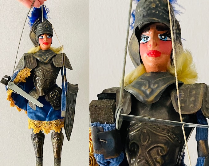 Vintage Italian Knight Puppet Doll , Hand Made Sicilian Wood Soldier ...