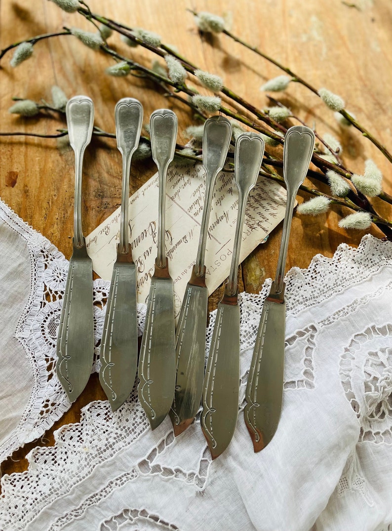 Antique Set of Silver Plated Fish Knives Art Deco English - Etsy