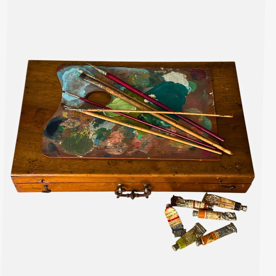 Authentic Vintage Italian Artist Paint Box Case , Italian Artist Wood ...
