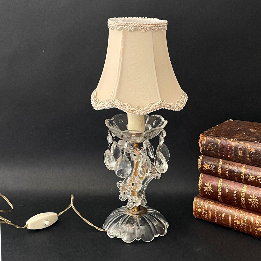 Vintage Crystal Table Lamp With Shade , Bedrooms Italian Venetian Table ...