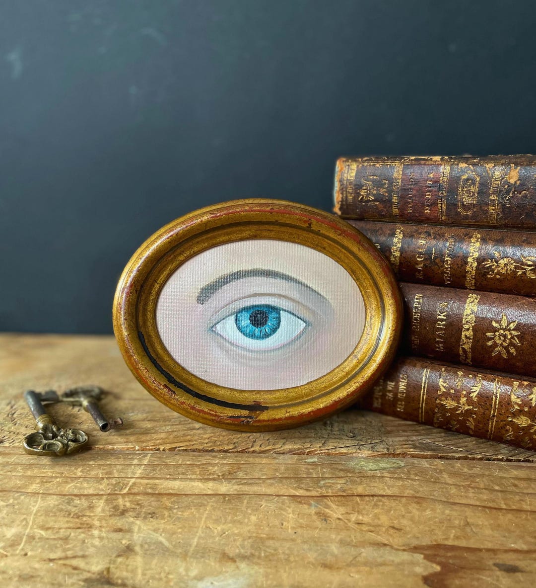 Lover's Eye Miniature Oil Painting: Vintage Framed Italian Art - Etsy