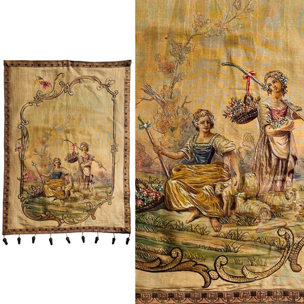 Antique Silk Tapestry - Etsy