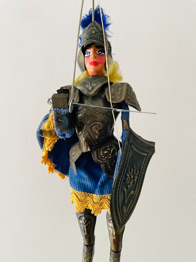 Vintage Italian Knight Puppet Doll , Hand Made Sicilian Wood Soldier ...