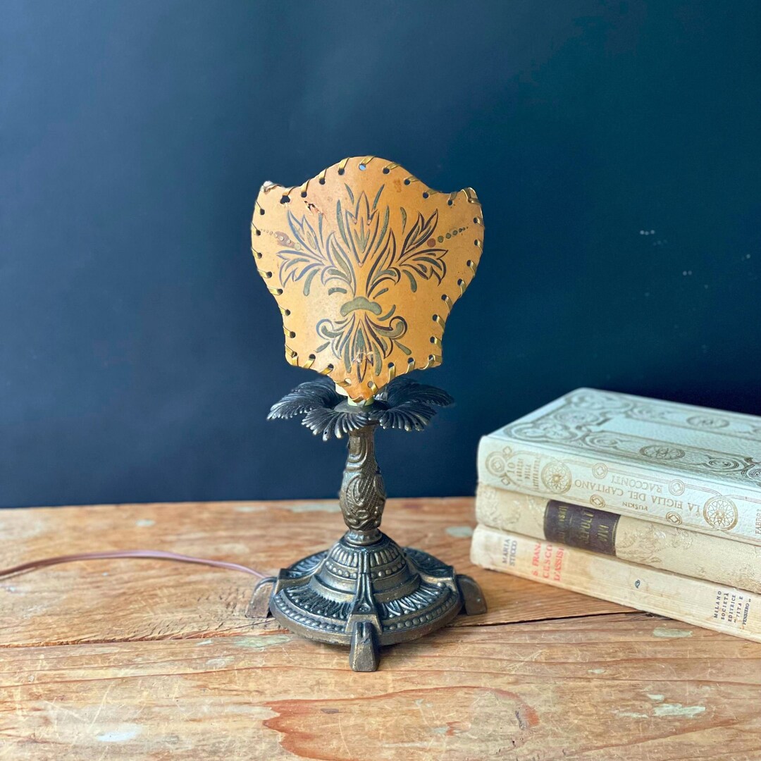 Vintage Italian Florentine Table Lamp: Renaissance Hand-painted Shade ...