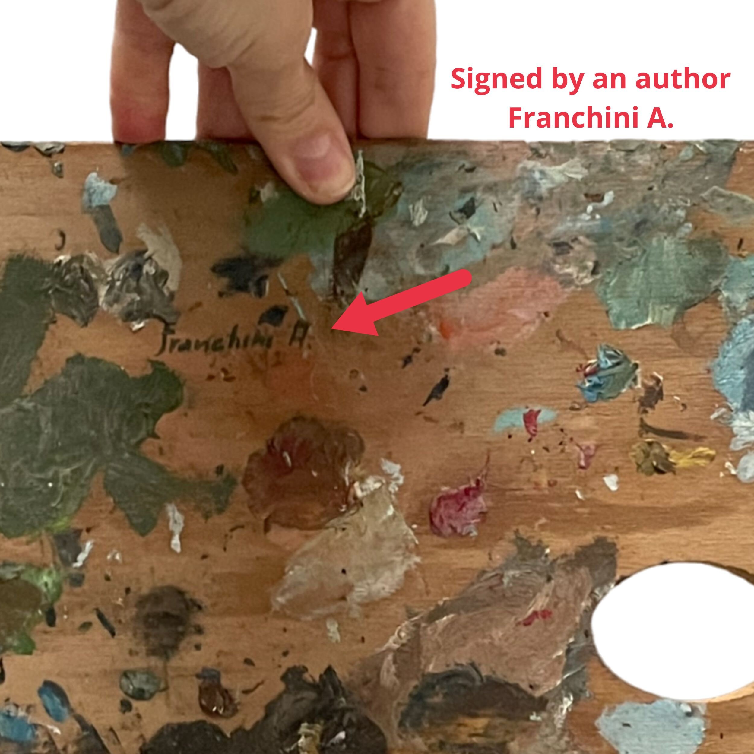 Vintage Wooden Italian Painter's Palette , Signed Italian Artist Wooden ...