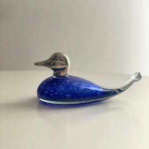 Vintage Murano Cobalt Blue Glass Duck: Sterling Silver Head, Italian ...