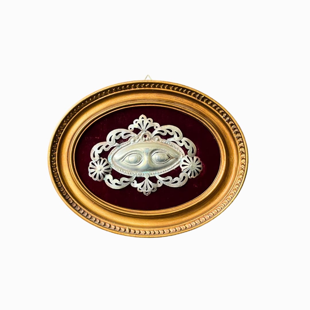 Vintage Framed Silver Milagros Devotional Ex Voto Eyes , Italian Silver ...