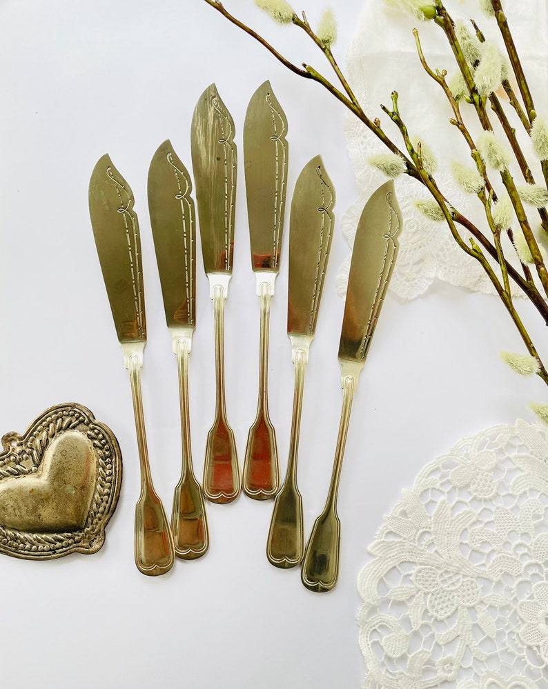 Antique Set of Silver Plated Fish Knives Art Deco English - Etsy