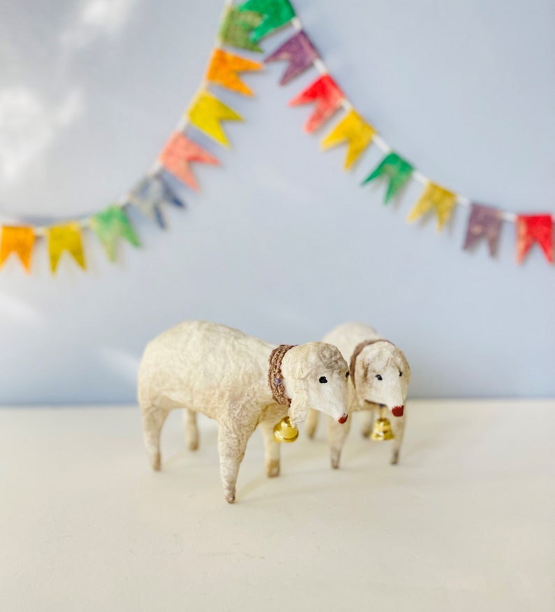 Handmade Spun Cotton Sheep Set of 2 Primitive Sheep - Etsy