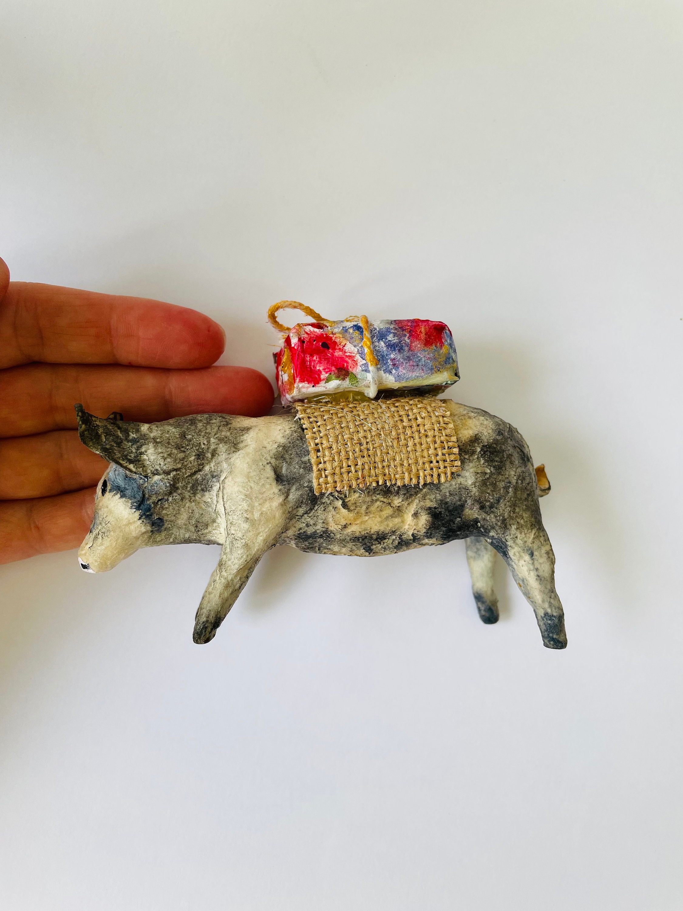 Spun Cotton Piggy Christmas Tree Decor , Handmade Spun Cotton Pig ...