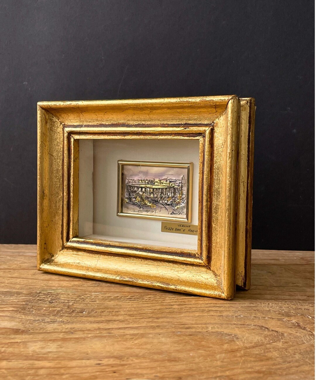 Vintage Italian Sterling Silver Plaque Painting , Framed Silver 925 ...