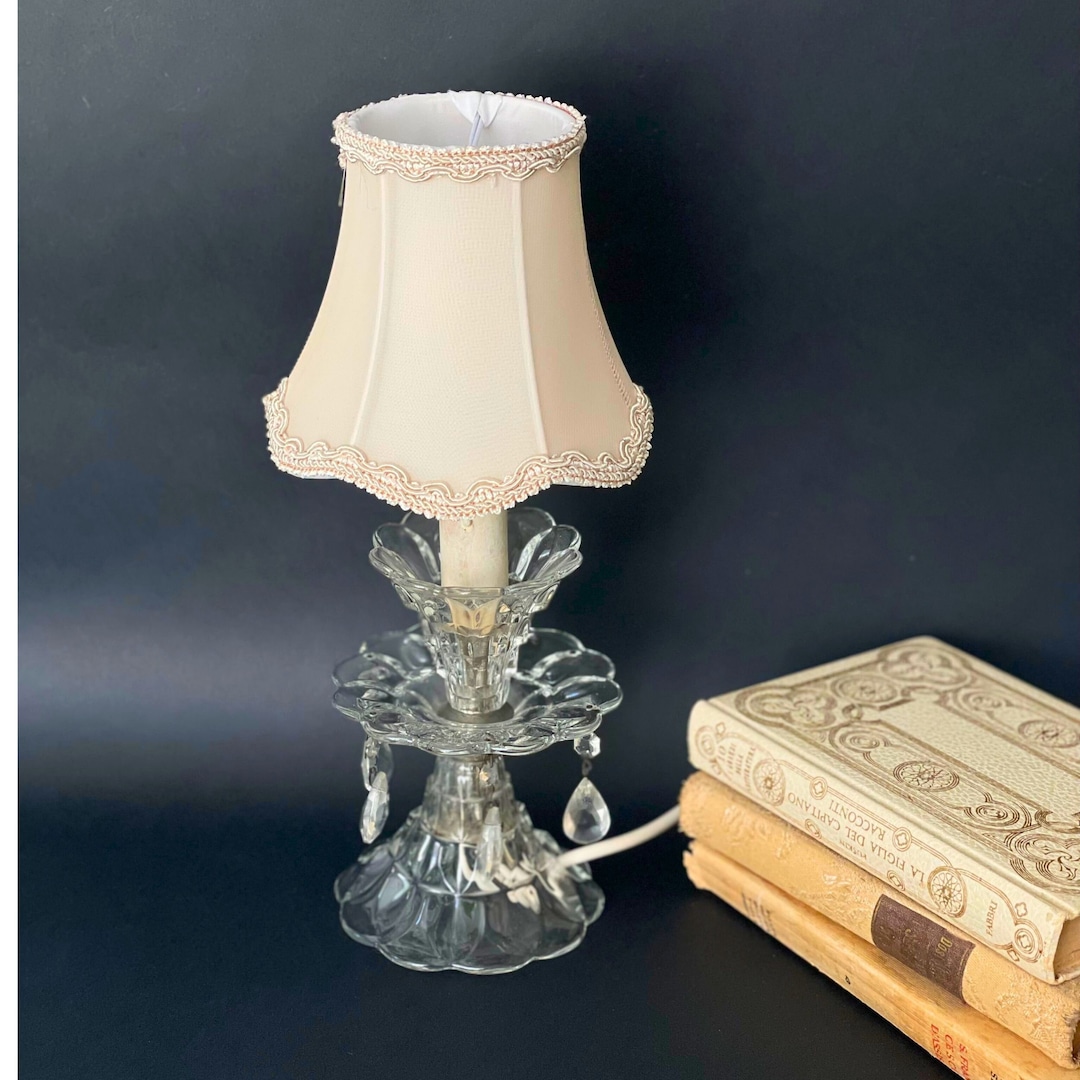Vintage Crystal Table Lamp , Crystal Italian Table Lamp With Shade ...