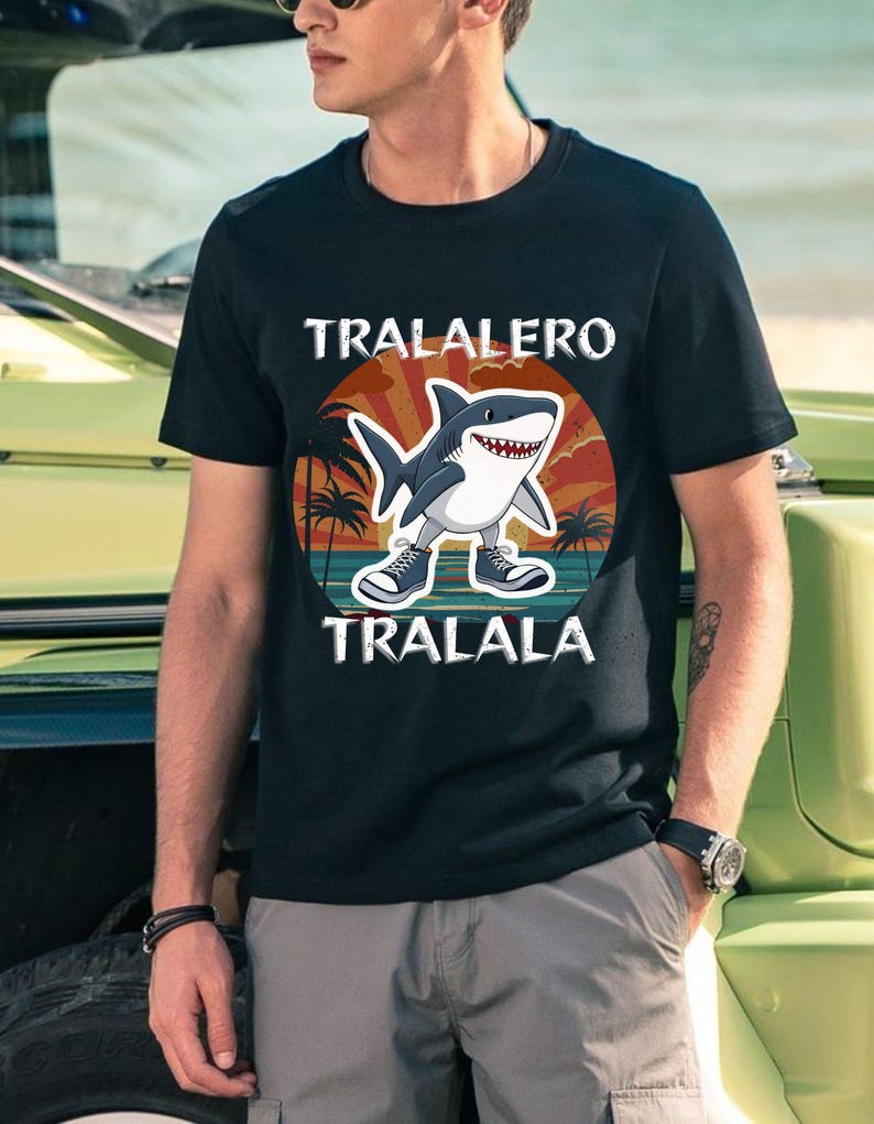 Tralalero Tralala Funny Shark Meme T-shirt, Bootleg Rap Tee, Shark With ...